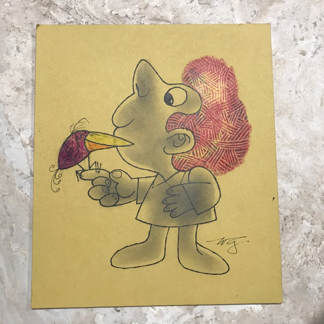 Vintage Original Art by Willis Henry Goldsmith Boy With Bird Graphic ...