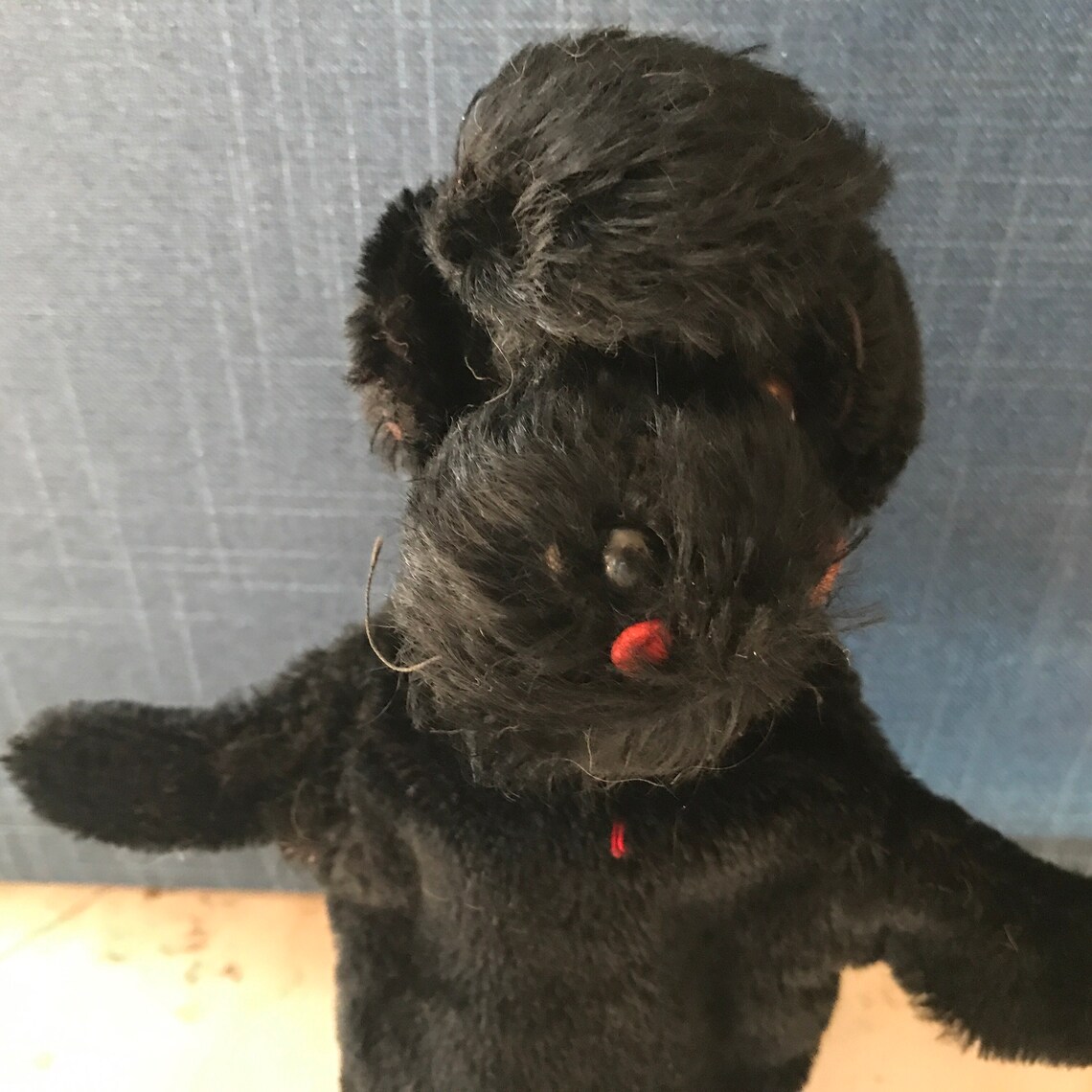 Vintage Steiff Poodle Black Mohair Hand Puppet With Red Bow No - Etsy