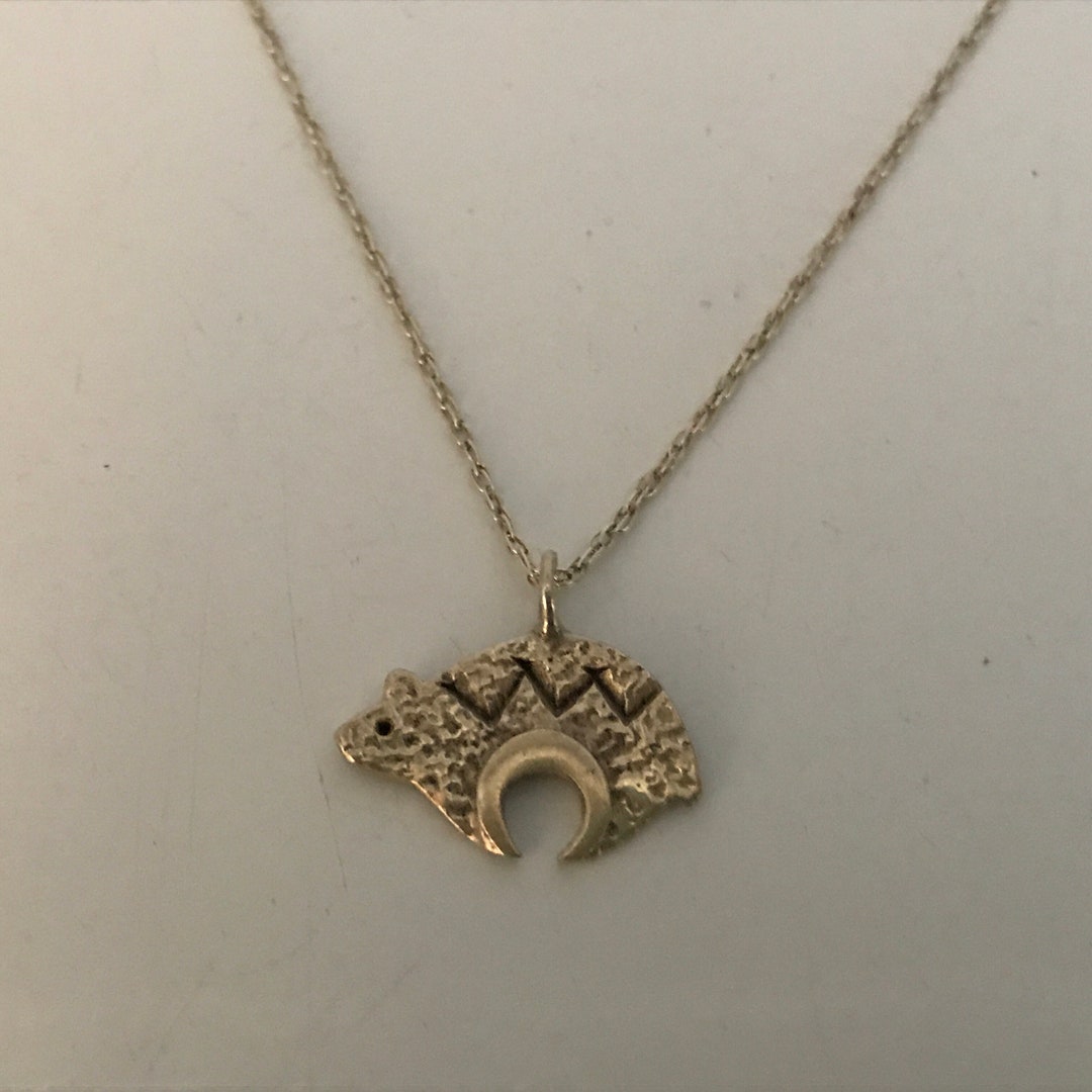 Vintage Native American Bear Pendant Sterling Silver Pendant and Chain ...