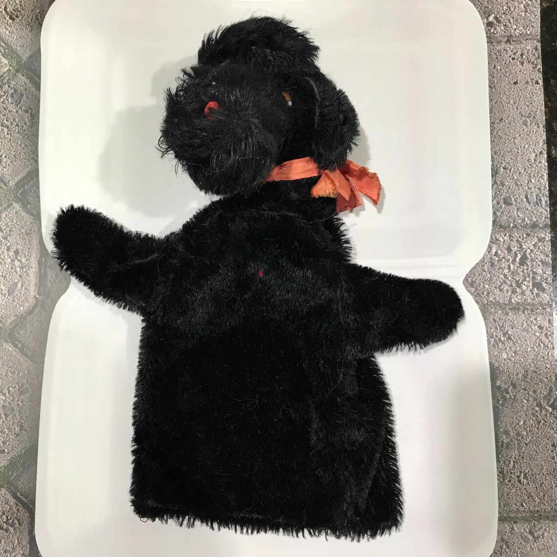 Vintage Steiff Poodle Black Mohair Hand Puppet With Red Bow No - Etsy