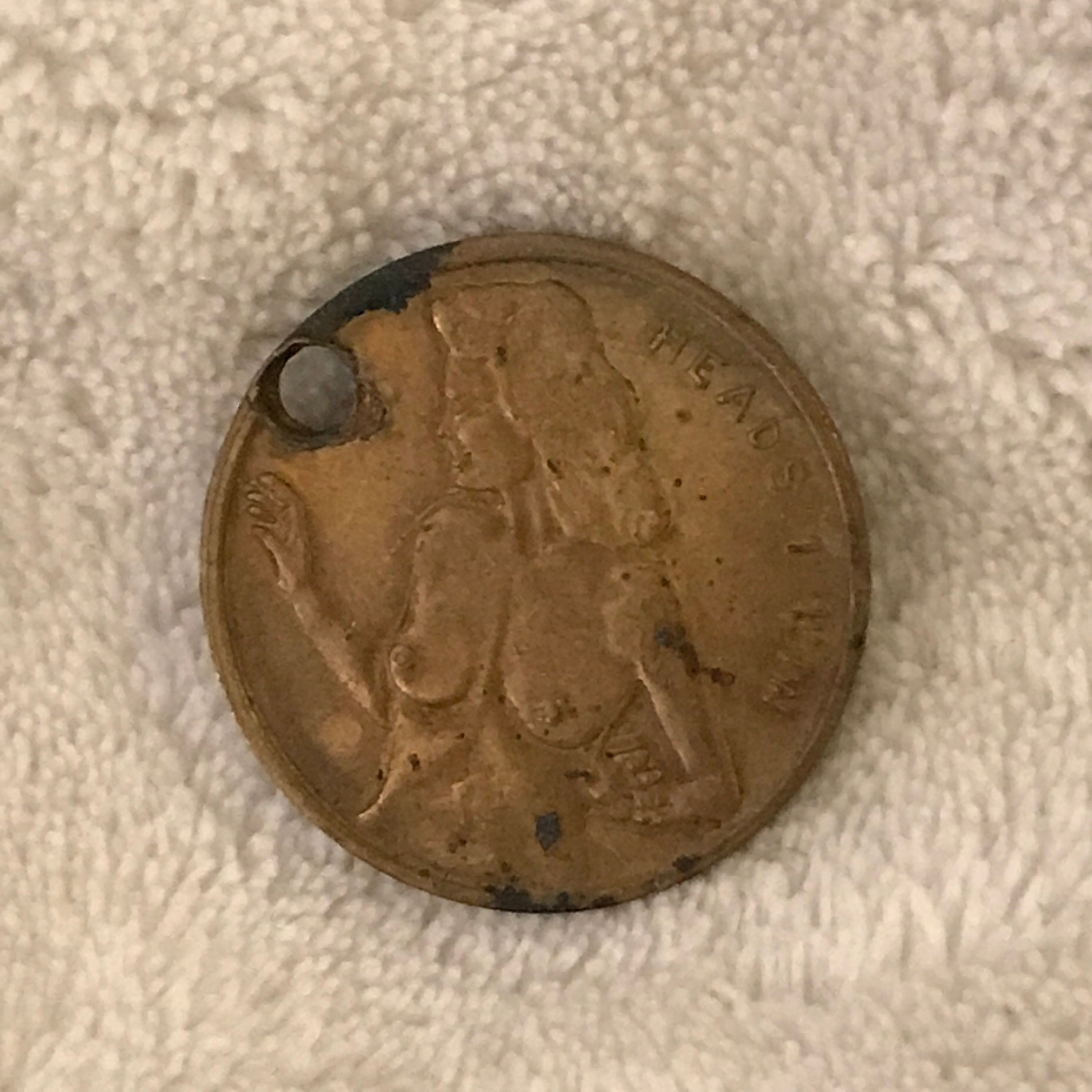 Vintage Coin Toss Naughty Novelty Heads and Tails Gold Tone Coin ...