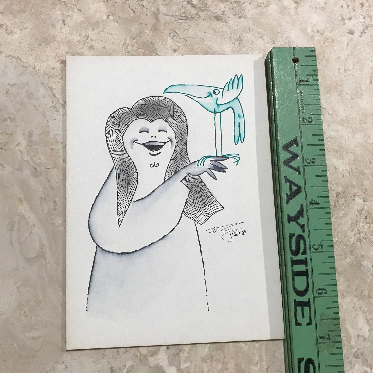 Vintage Original Art by Willis Henry Goldsmith Woman with blue | Etsy