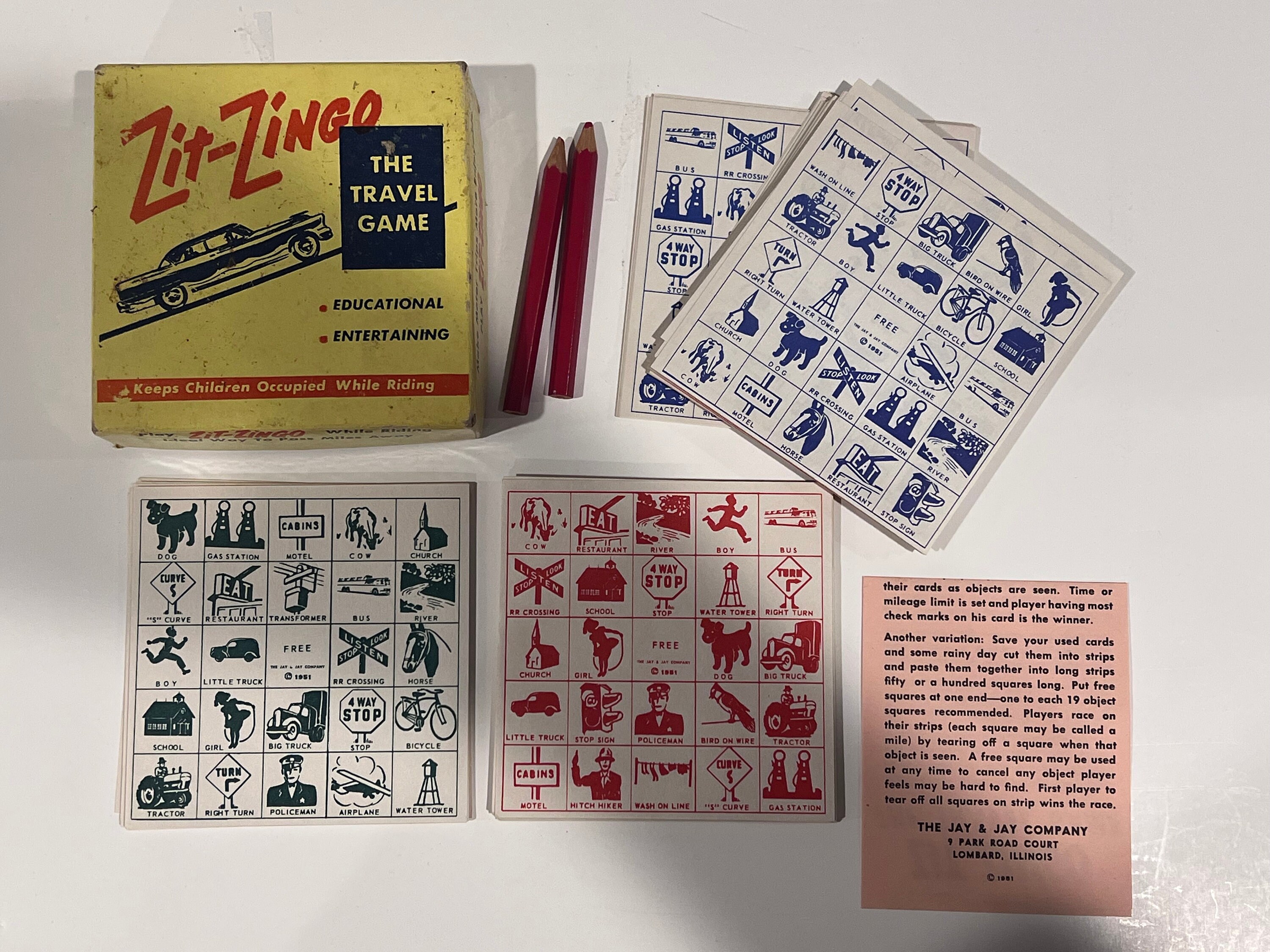 Vintage Zip Zingo Early Road Trip Bingo Type Game Transportation Car ...