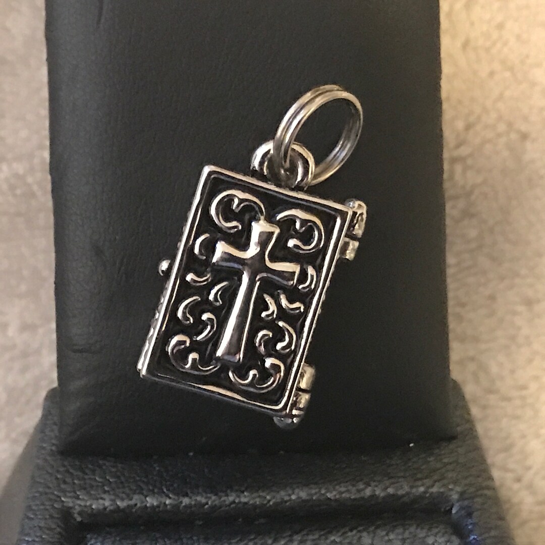 Vintage Cross Locket With Scripture Verse Inside Religious Silver Tone ...