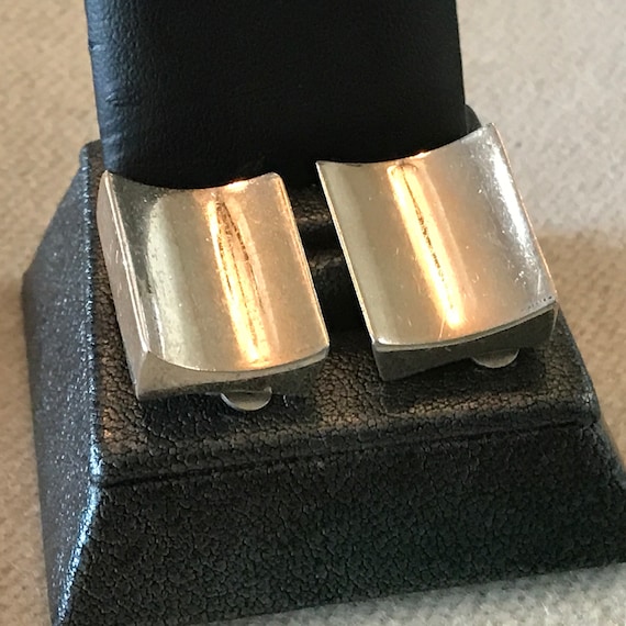Vintage Chunky Square Free form Heavy Silver tone Mod… - Gem