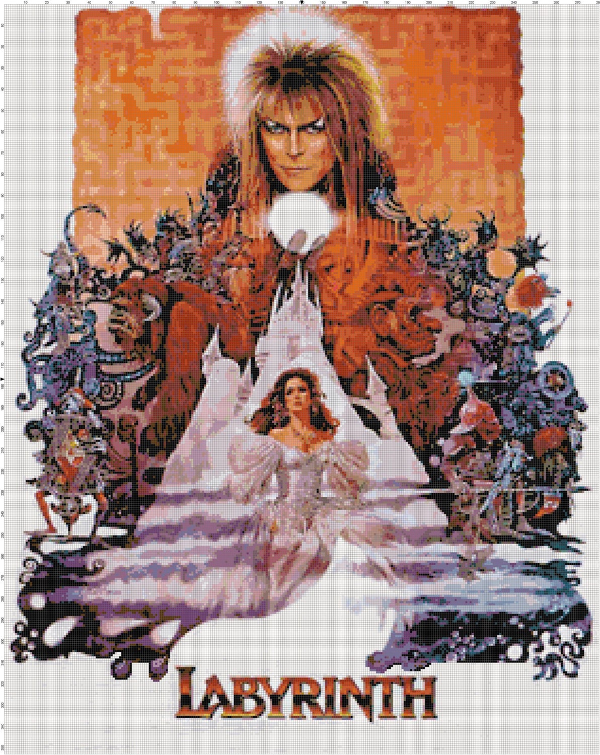Labyrinth Movie Poster PDF Counted Cross-Stitch Pattern Chart | Etsy