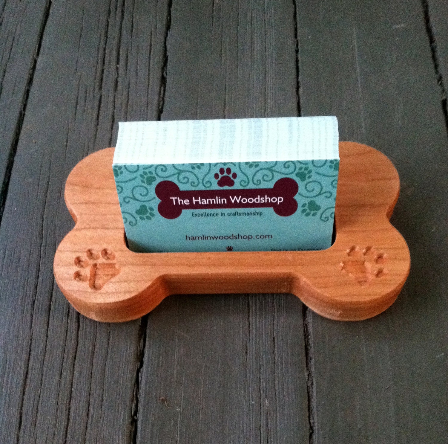 Business Card Holder, Carved Wood Dog Bone, Dog Card Holder, Pet ...