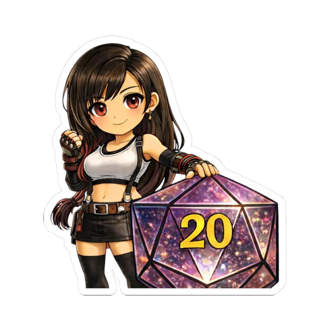 Final Fantasy VII Tifa Lockhart Normal Outfit and D20 Kiss Cut Vinyl ...