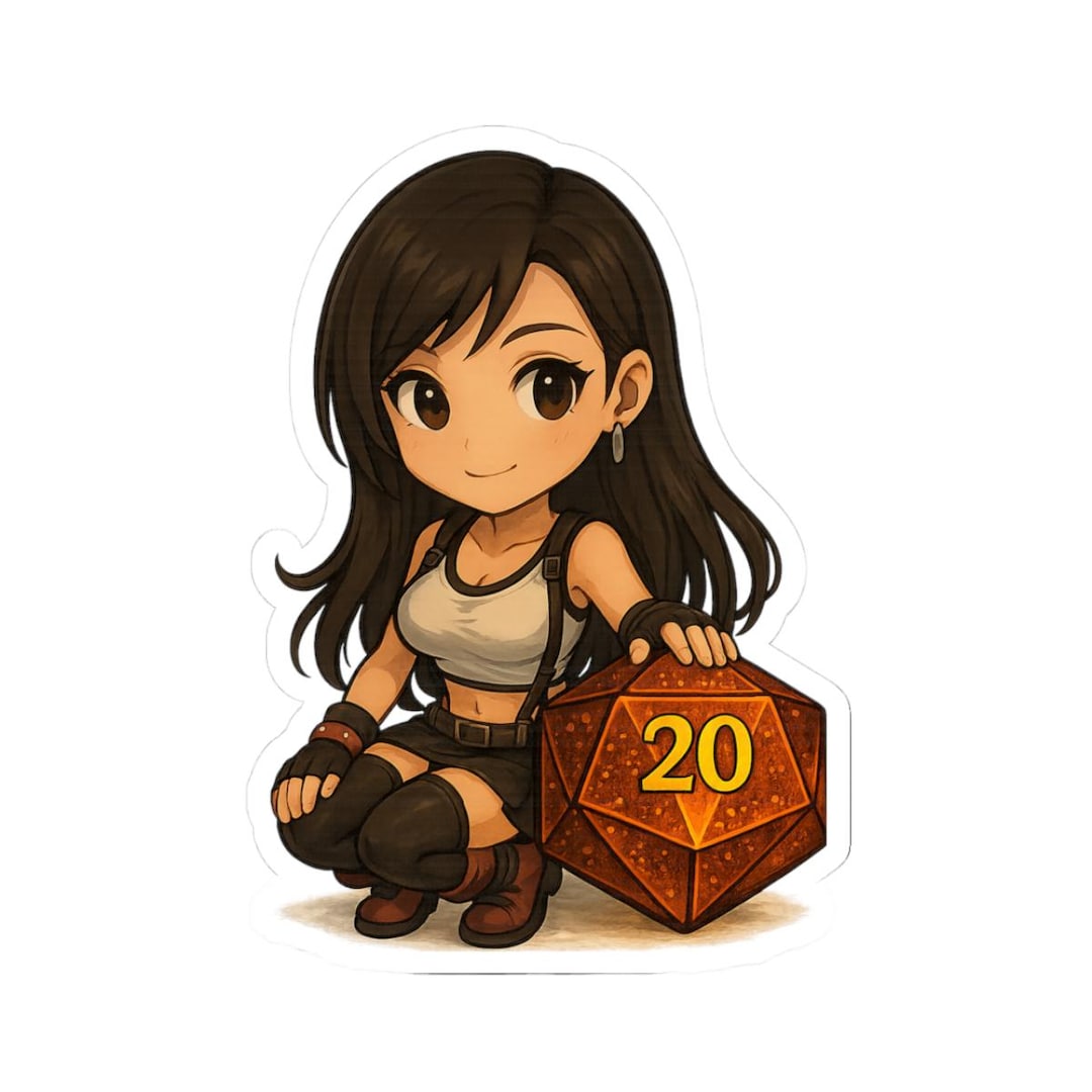 Final Fantasy VII Tifa Lockhart and D20 Kiss Cut Vinyl Sticker - Etsy
