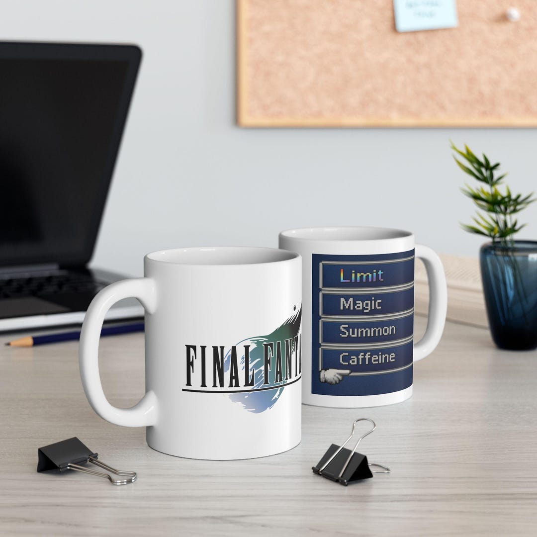 Final Fantasy VII Style Battle Menu Mug With Caffeine Option | Retro ...
