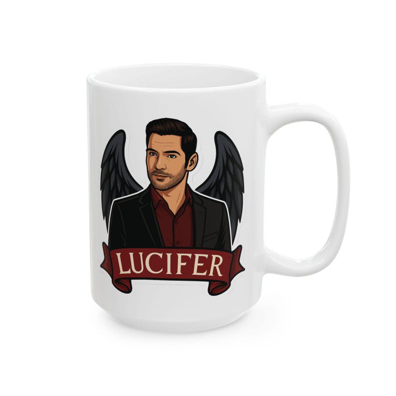 Lucifer Morningstar Fanart Mug, Tom Ellis Tribute Ceramic Coffee Cup ...
