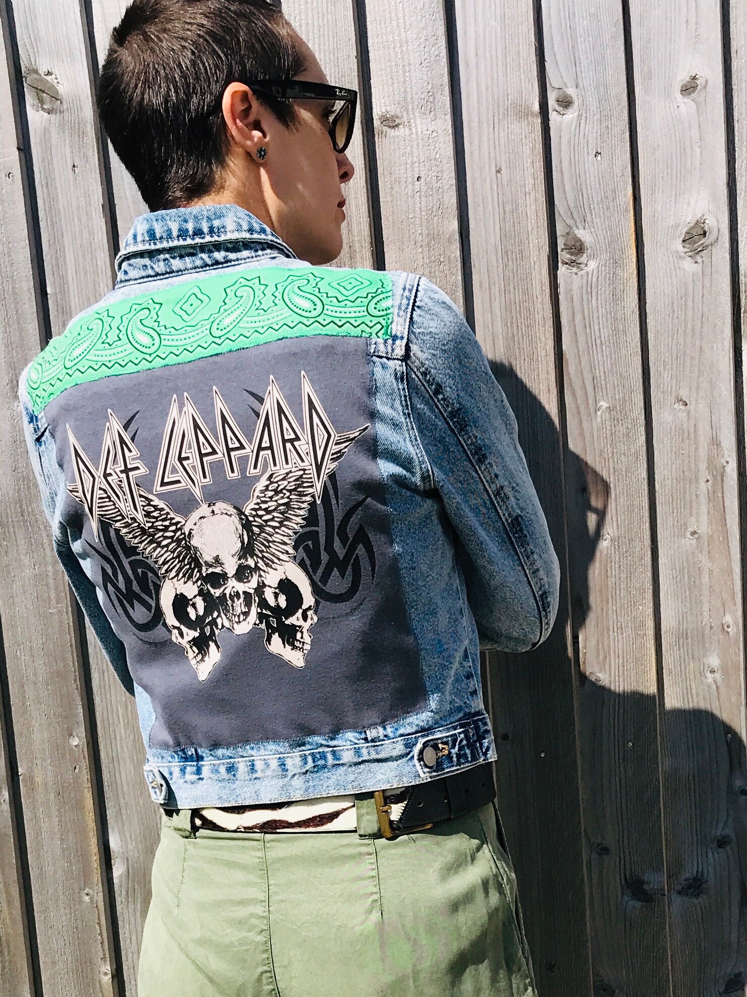 Upcycled Adult Def Leppard Denim Jacket Bohemian Sustainable - Etsy