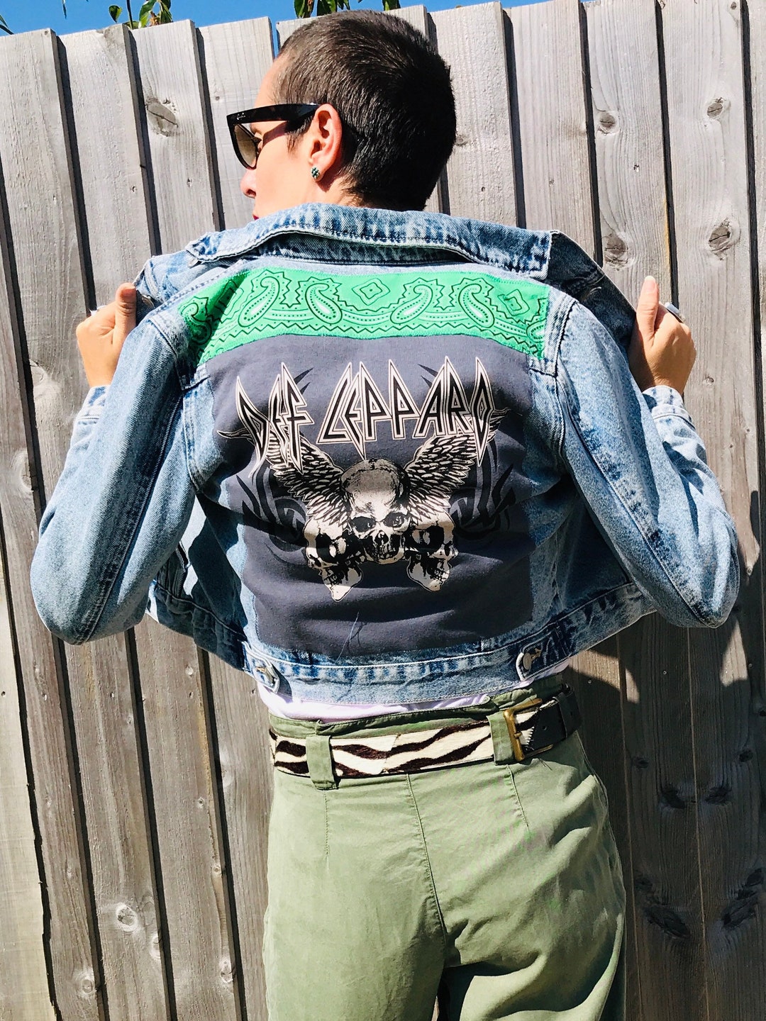 Upcycled Adult Def Leppard Denim Jacket Bohemian Sustainable - Etsy