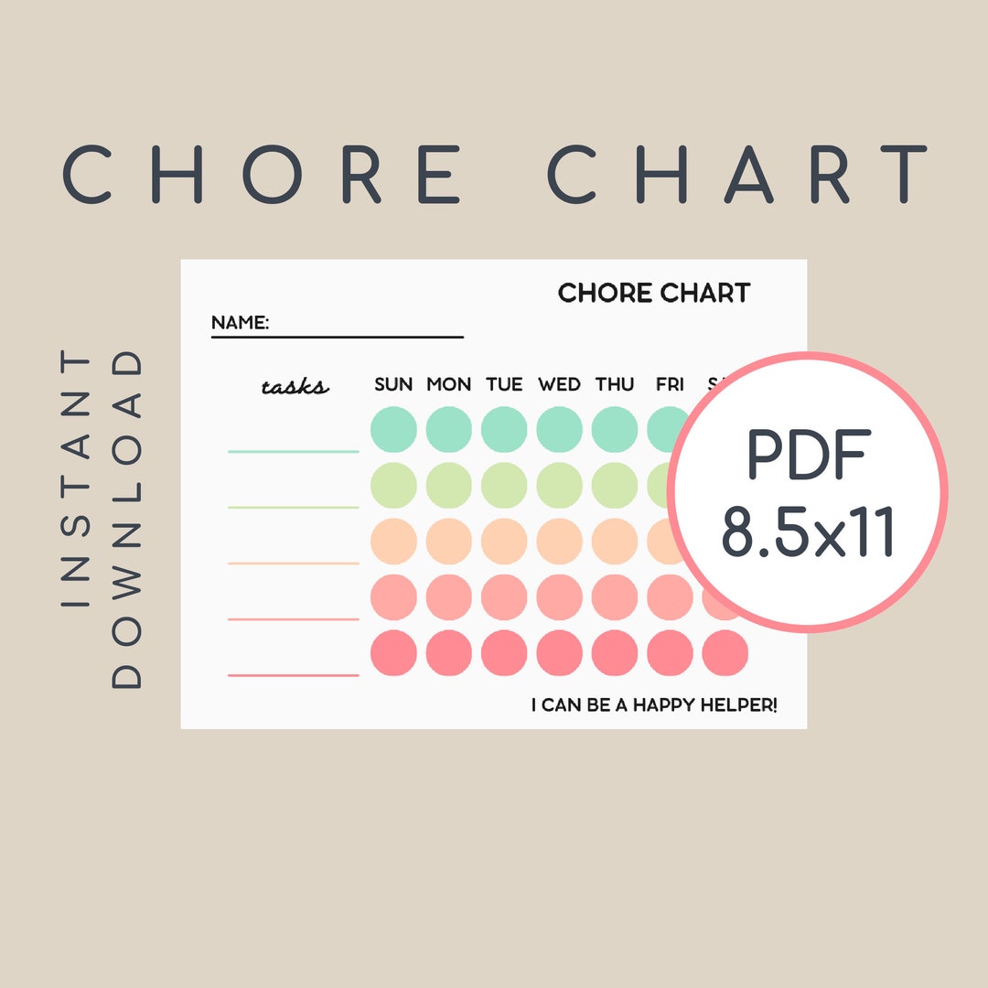 INSTAND DOWNLOAD | Chore Chart Printable Daily & Weekly Kids Chore ...