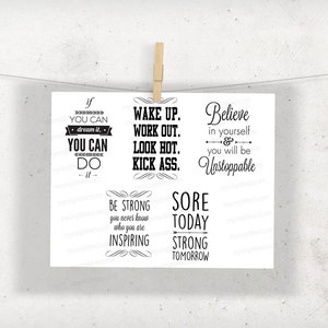 Motivational Work Out Digital Files • 5 Designs • Vector • Cut File ...