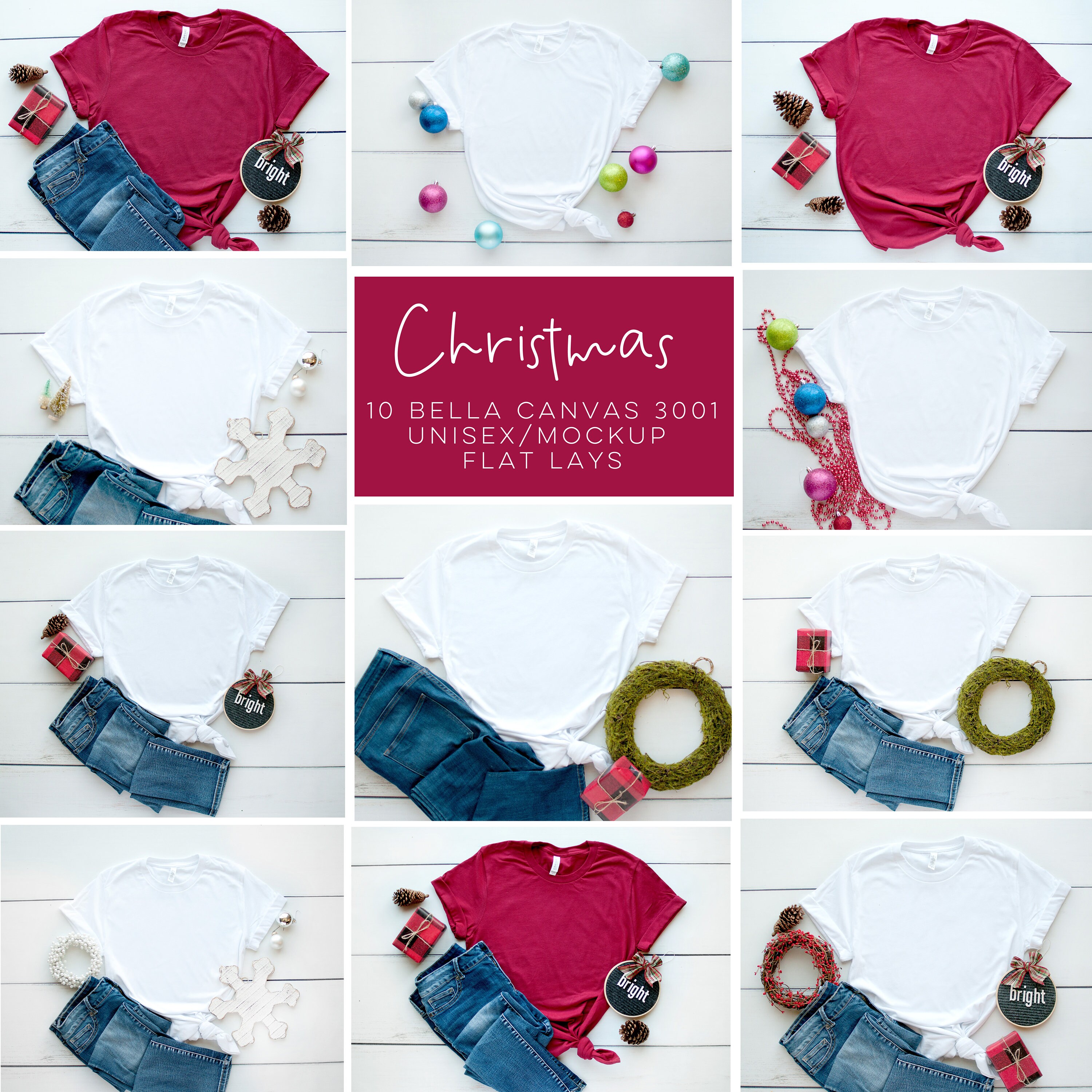 CHRISTMAS Flat Lays/mock Ups 10 JPEG Images Bundle Styled Photography ...