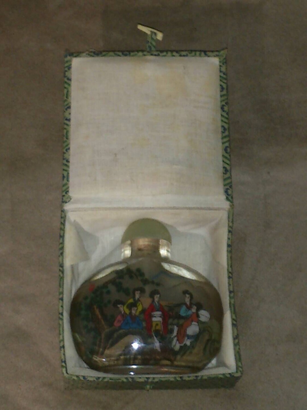 Asian Reverse Glass Painted Snuff Bottle With Jade Lid - Etsy