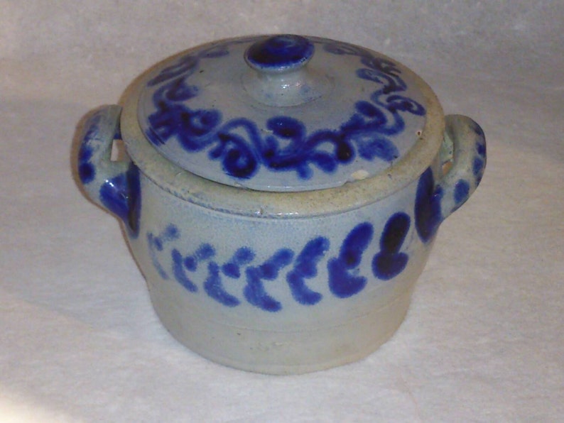1/2 Liter Butter Crock in Blue Decor With a Decorated Lid - Etsy