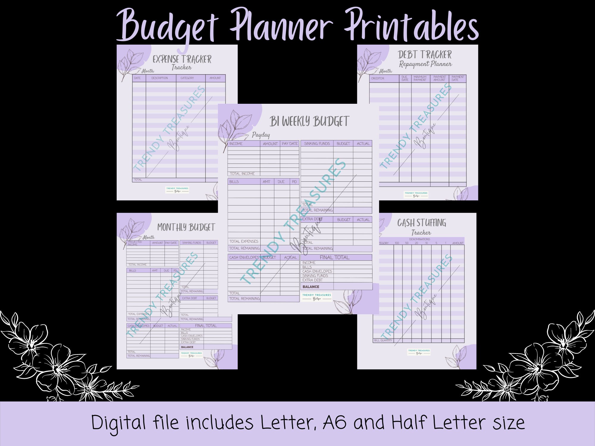 Easy Budget Planner, Printable, Budget by Paycheck, US Letter, Half ...