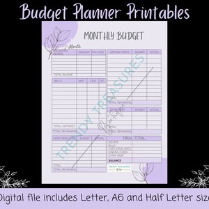 Easy Budget Planner, Printable, Budget by Paycheck, US Letter, Half ...