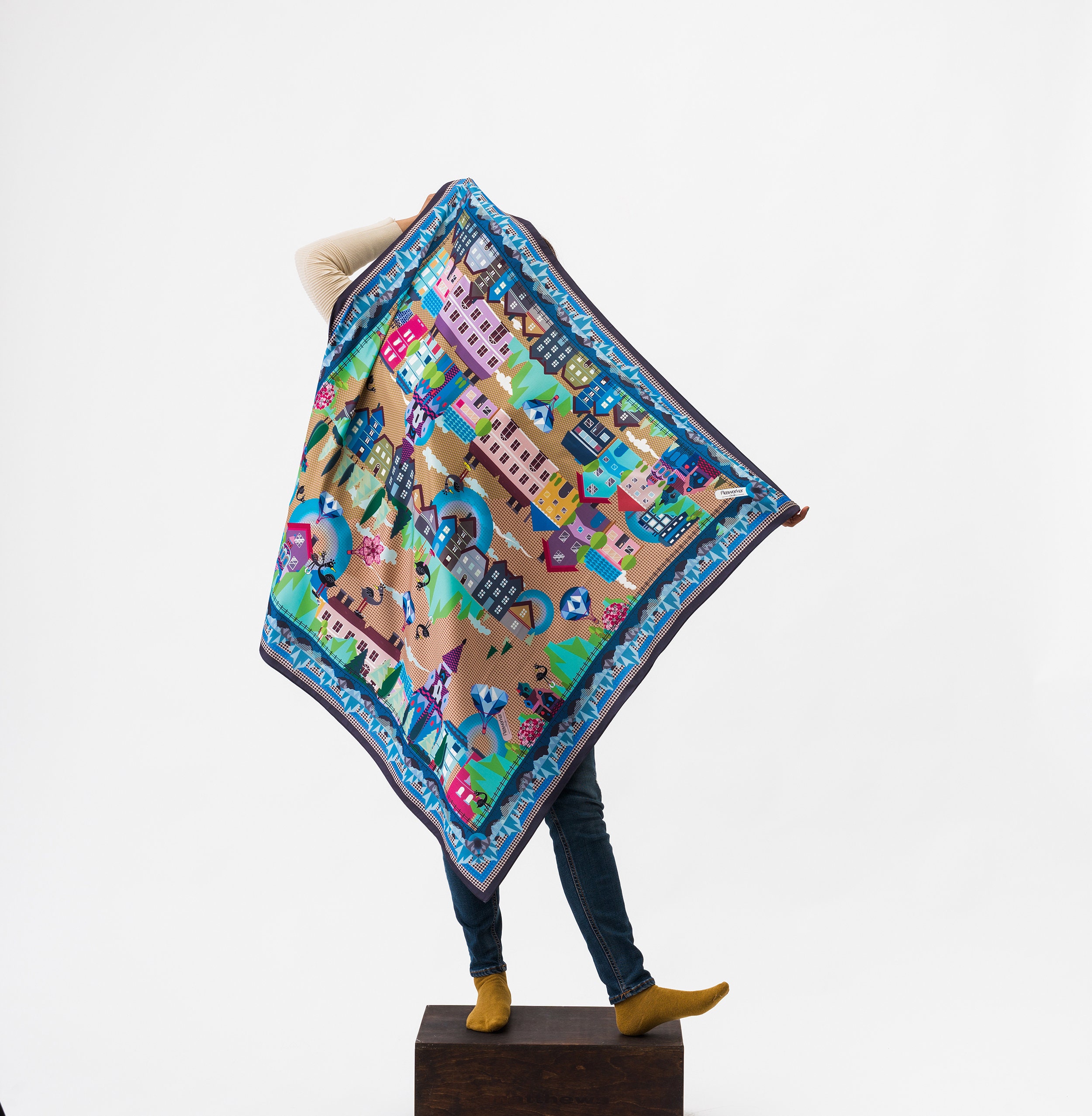 Houses Road Map Pattern Illustration,paÑuelo BUFANDA , Gift Idea ...