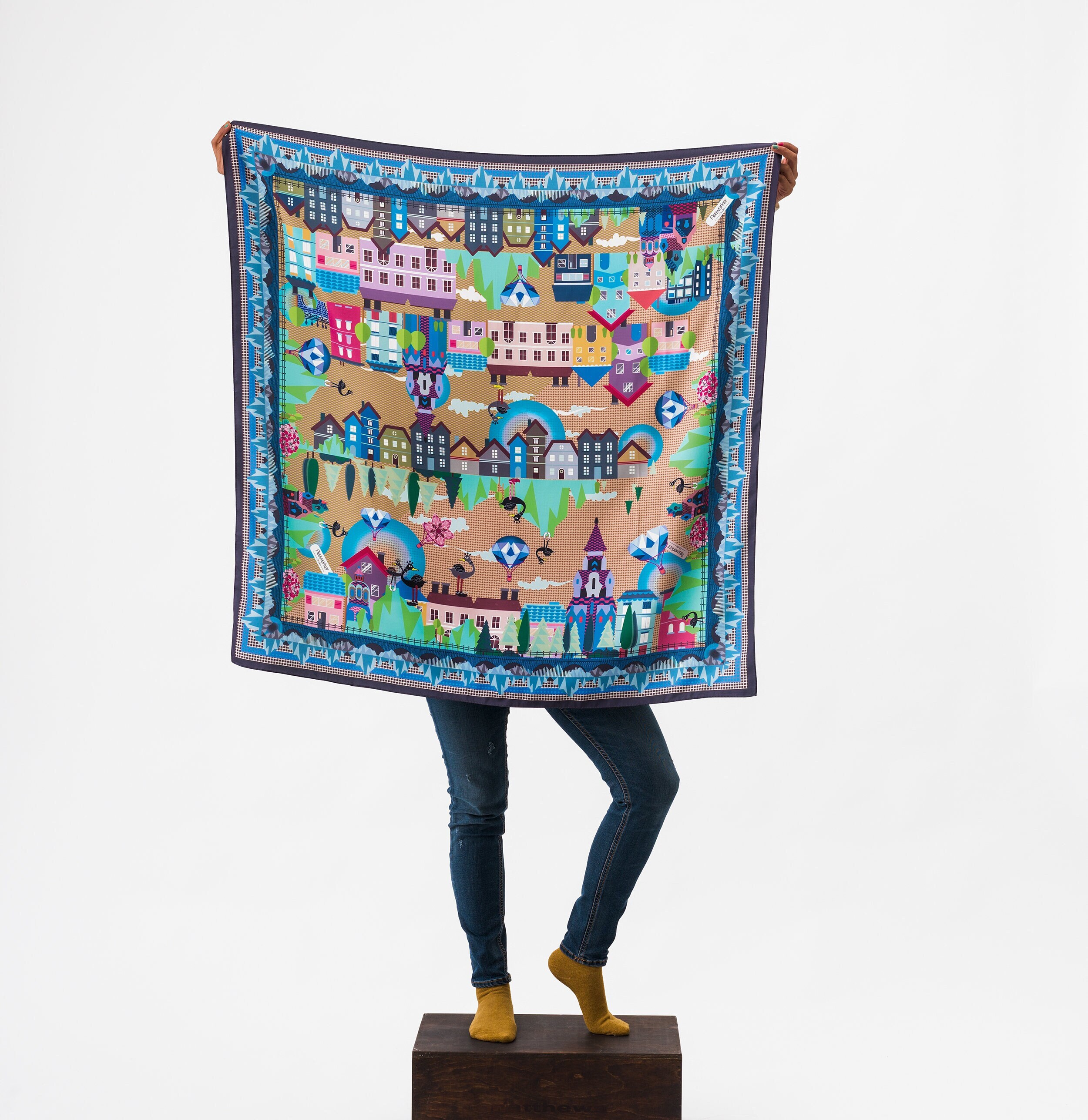 Houses Road Map Pattern Illustration,paÑuelo BUFANDA , Gift Idea ...