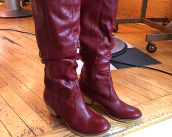 Red Leather Boots - Etsy