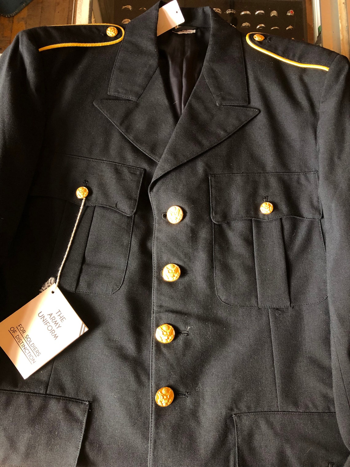 Vintage Army Military Jacket Black and Gold blazer 40L | Etsy