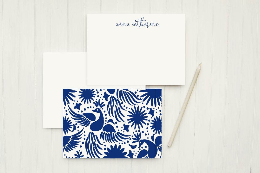 Personalized Otomi Stationery Set, Custom Flat Cards - Etsy