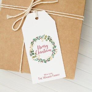 Merry Christmas Gift Tag, Christmas Wreath, Christmas Gift Tags ...