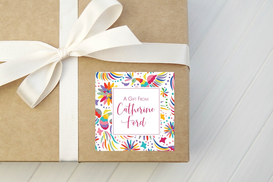 Personalized Otomi Gift Stickers, Mexican Enclosure Cards - Etsy