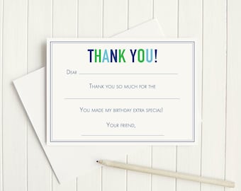Dinosaur Fill in the Blank Thank You Card Kids Birthday Fill - Etsy