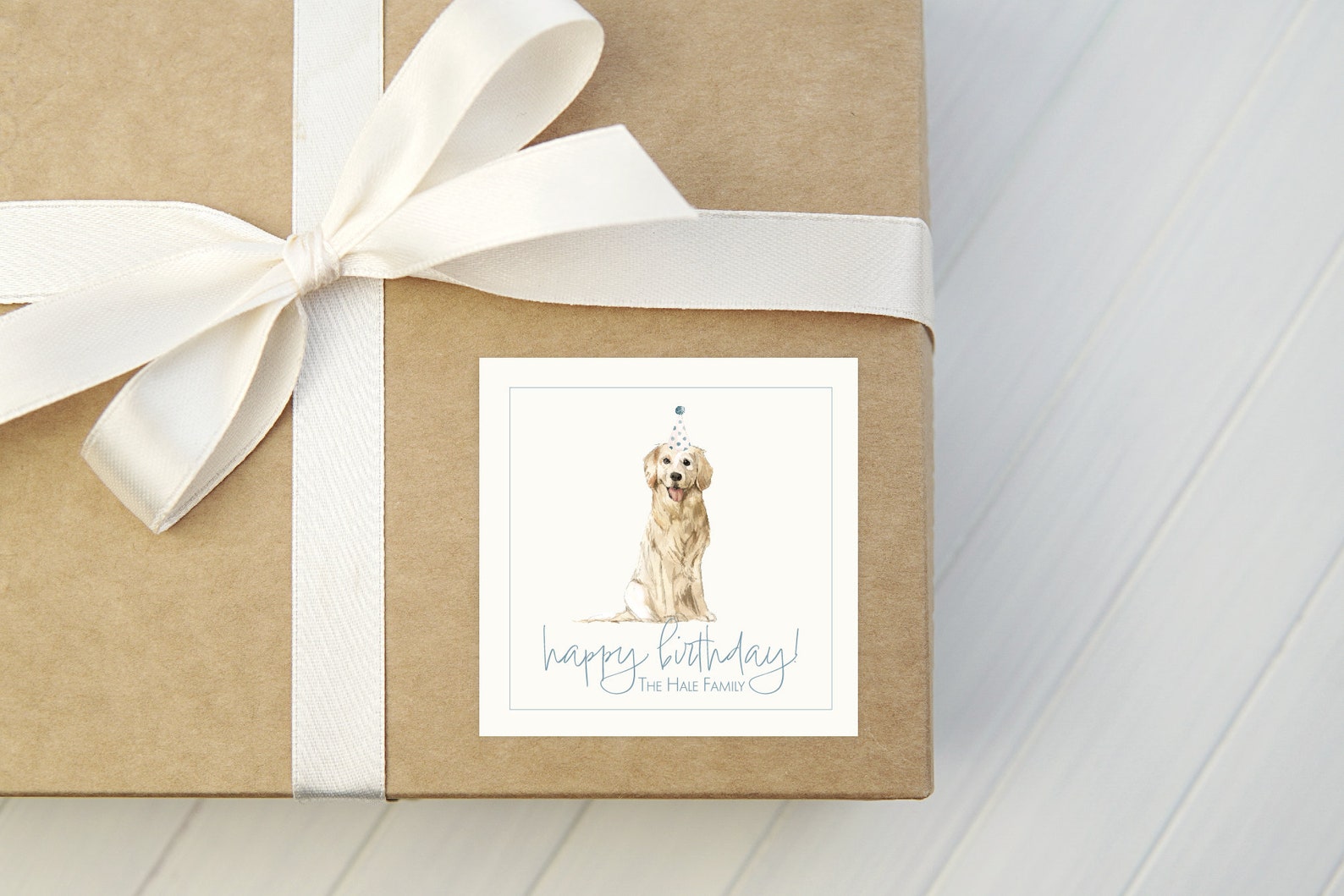 Personalized Birthday Gift Tags, Golden Retriever, Birthday Gift ...