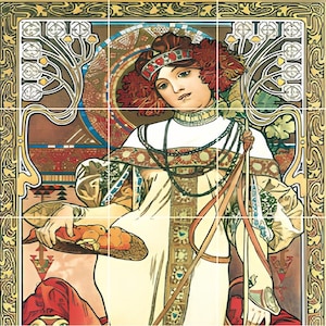 Tile Mural/mosaic Ceramic Panel of Alphonse Mucha - Alphonse Mucha Wall ...