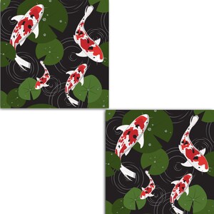 Koi Fish Ceramic Tile - Japanese Tiles -set of 2 Wall Decor Tiles ...