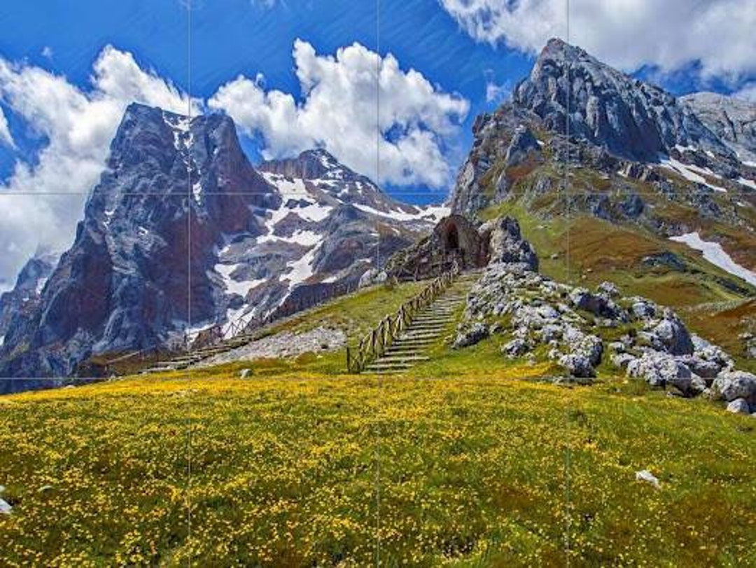 Tile Mural/mosaic Ceramic Panel of Prati Di Tivo mountain Print Abruzzo ...