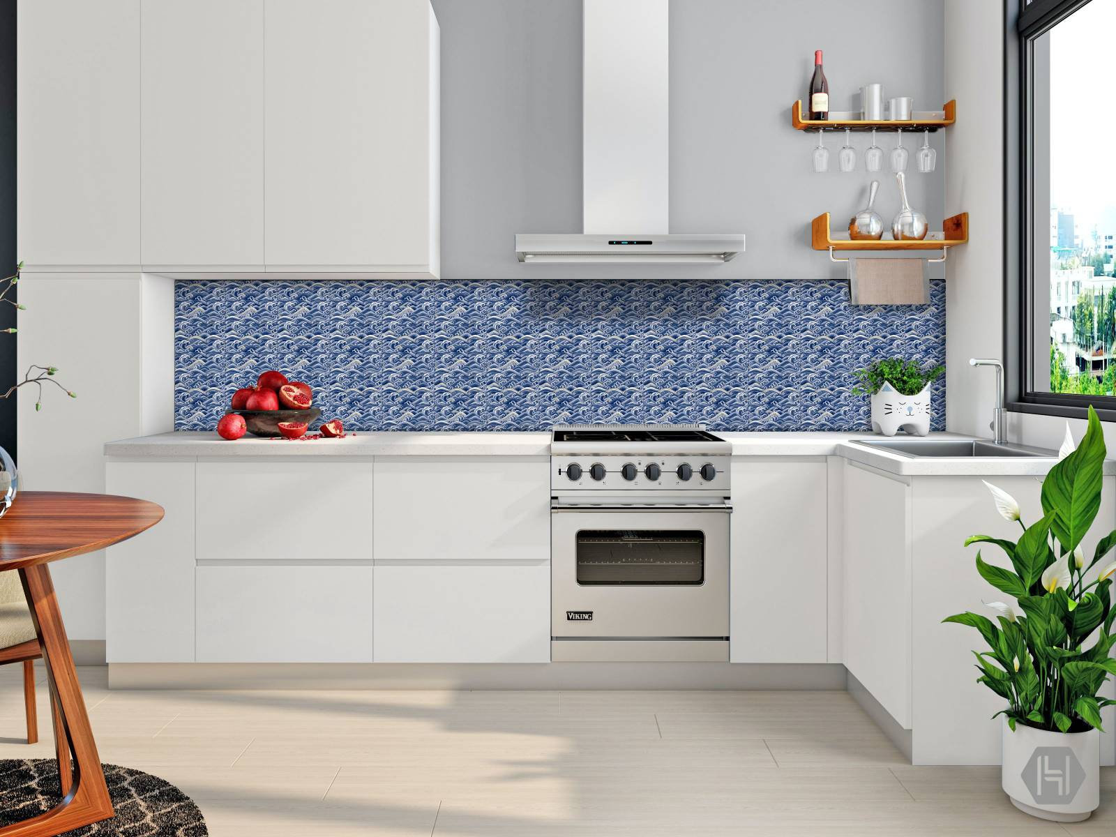 Japanese Wave Ceramic Tiles: Coastal Kitchen Backsplash Decor - Set of ...