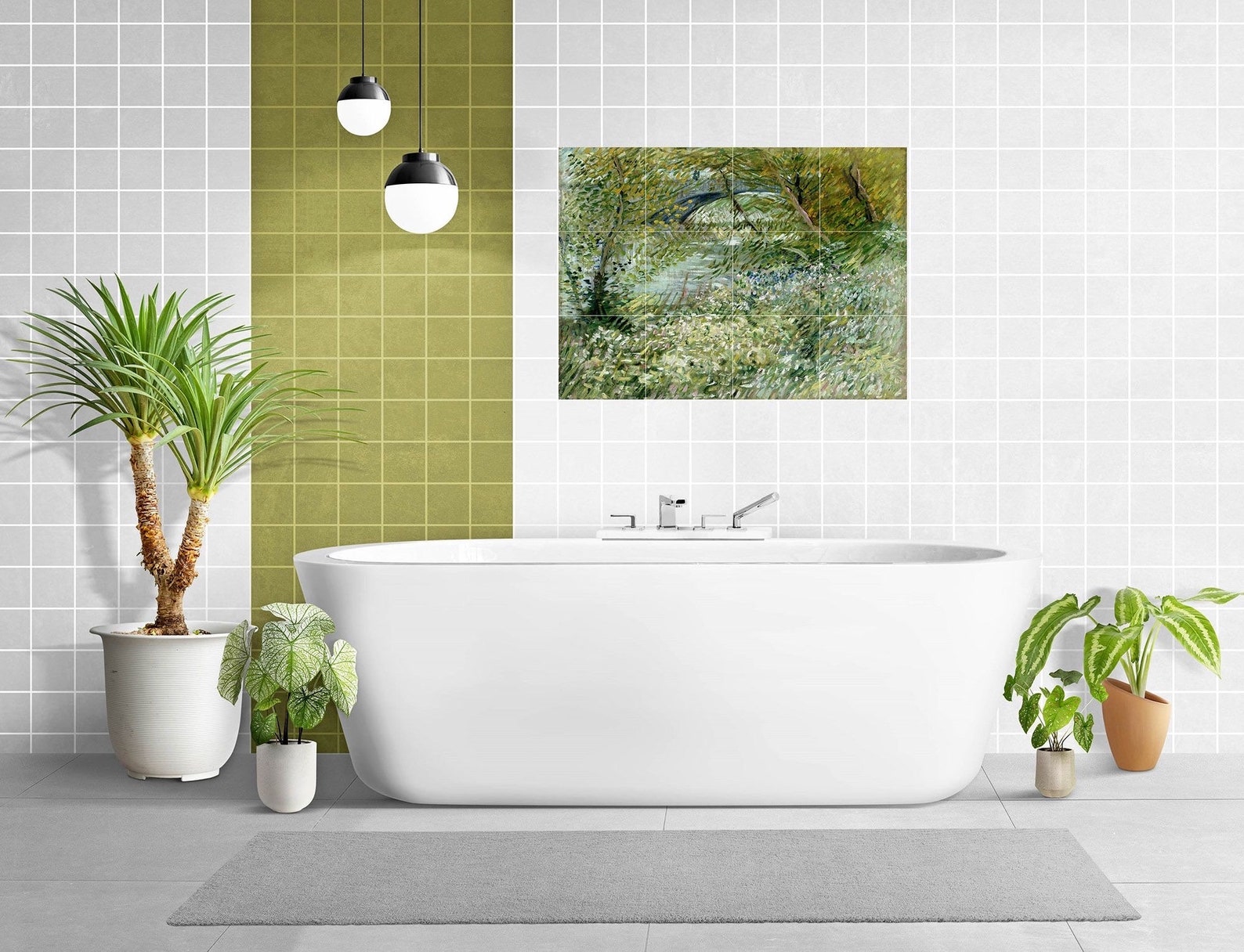 Van Gogh Tile Mural: Riverbank in Springtime Ceramic Mosaic - Etsy