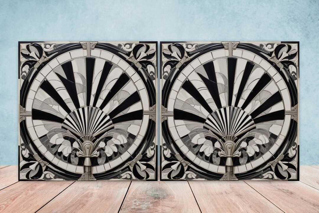 Art Deco Ceramic Tiles: Geometric Wall Decor, Kitchen Backsplash - Set ...