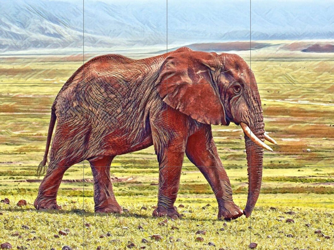 Tile Mural/mosaic Ceramic Panel of Elephant - Elephant Wall Print ...