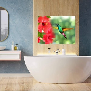 Tile Mural/mosaic Ceramic Panel of a Hummingbird Feeding on a Flower ...