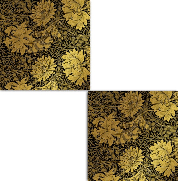 Gold and Black Tiles Floral Tiles Flowers Tile Design Two 6 - Etsy