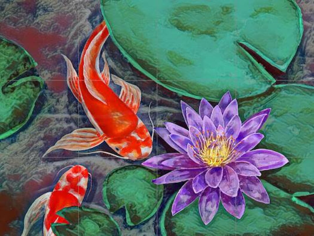 Tile Mural/mosaic Ceramic Panel of a Japanese Koi Fish Japan Painting ...