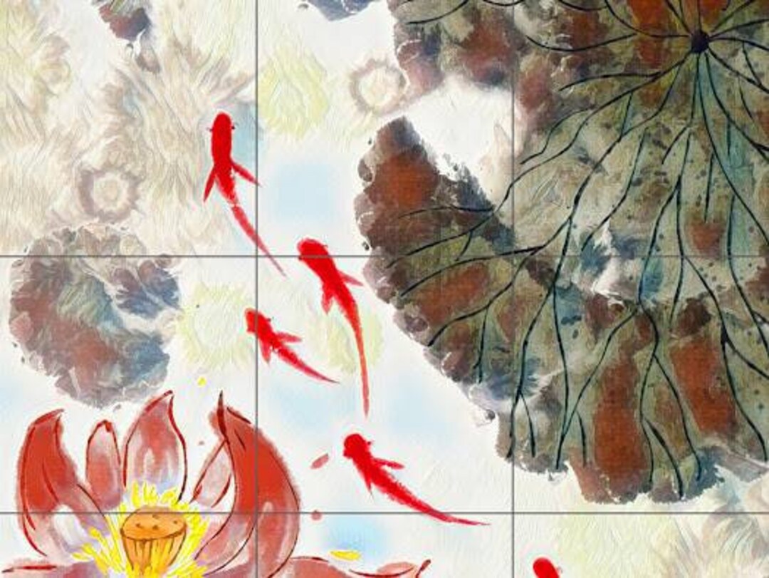 Tile Mural/mosaic Ceramic Panel of a Japanese Koi Fish Koi Fish Print ...