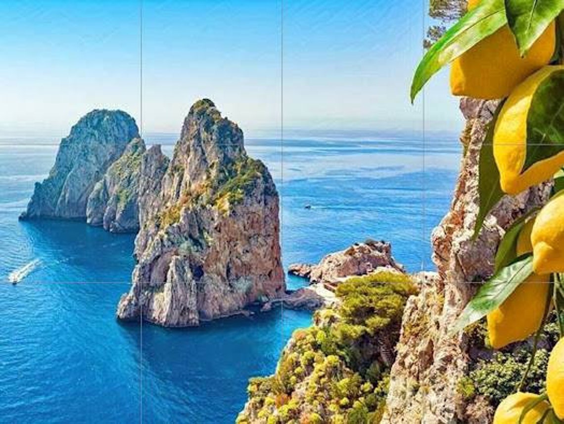Capri Tile Mural: Italian Coastal Landscape, Gloss Ceramic Mosaic Italy ...