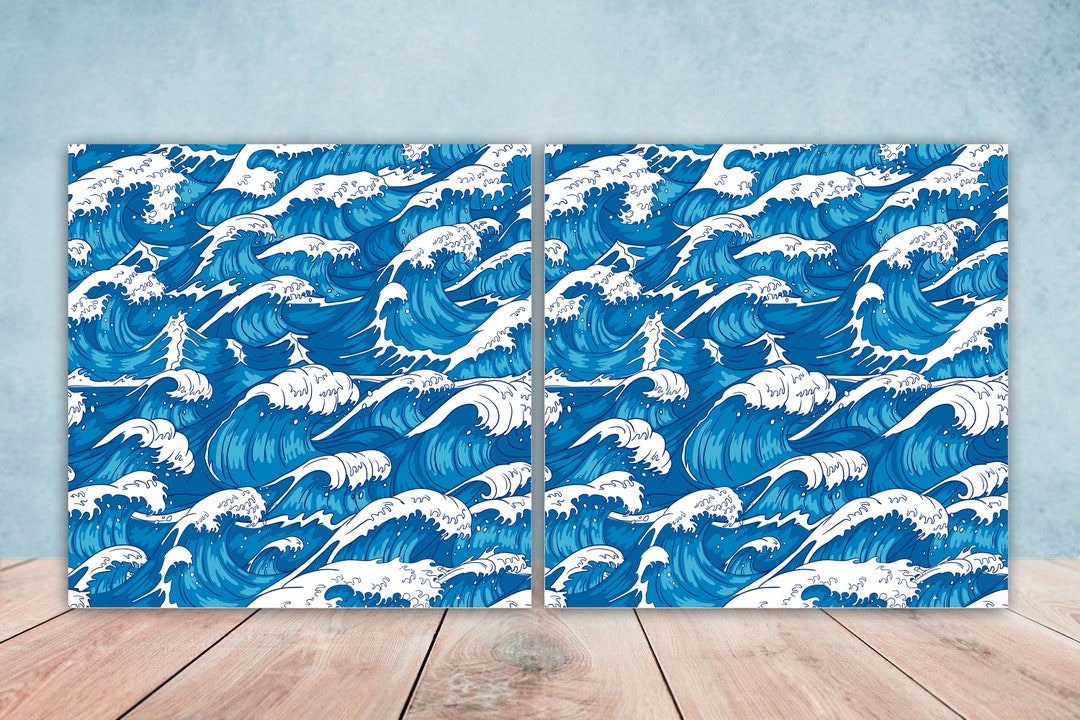 Japanese Wave Ceramic Tiles: Kitchen Backsplash, Bathroom Home Decor ...