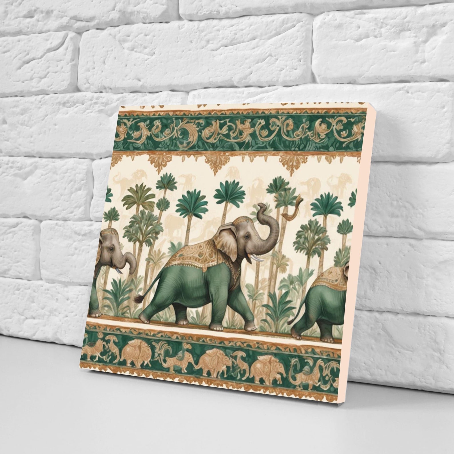Indian Elephant Ceramic Wall Tiles: Mughal Art Home Decor, Set of 2 - Etsy