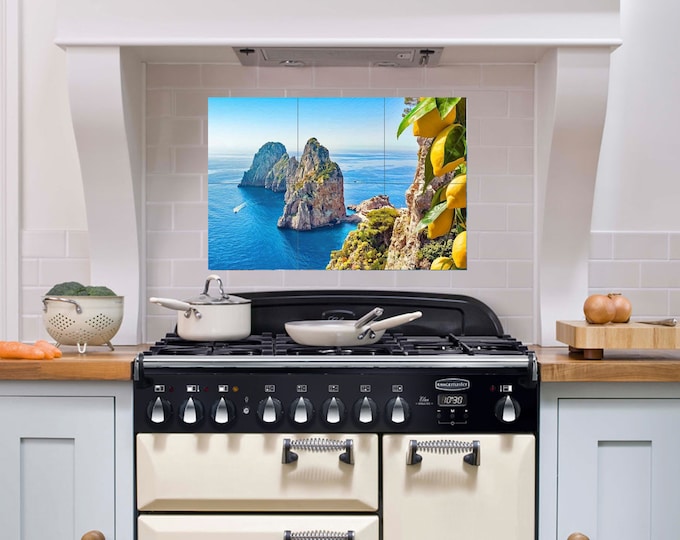 Capri Tile Mural: Italian Coastal Landscape, Gloss Ceramic Mosaic Italy ...