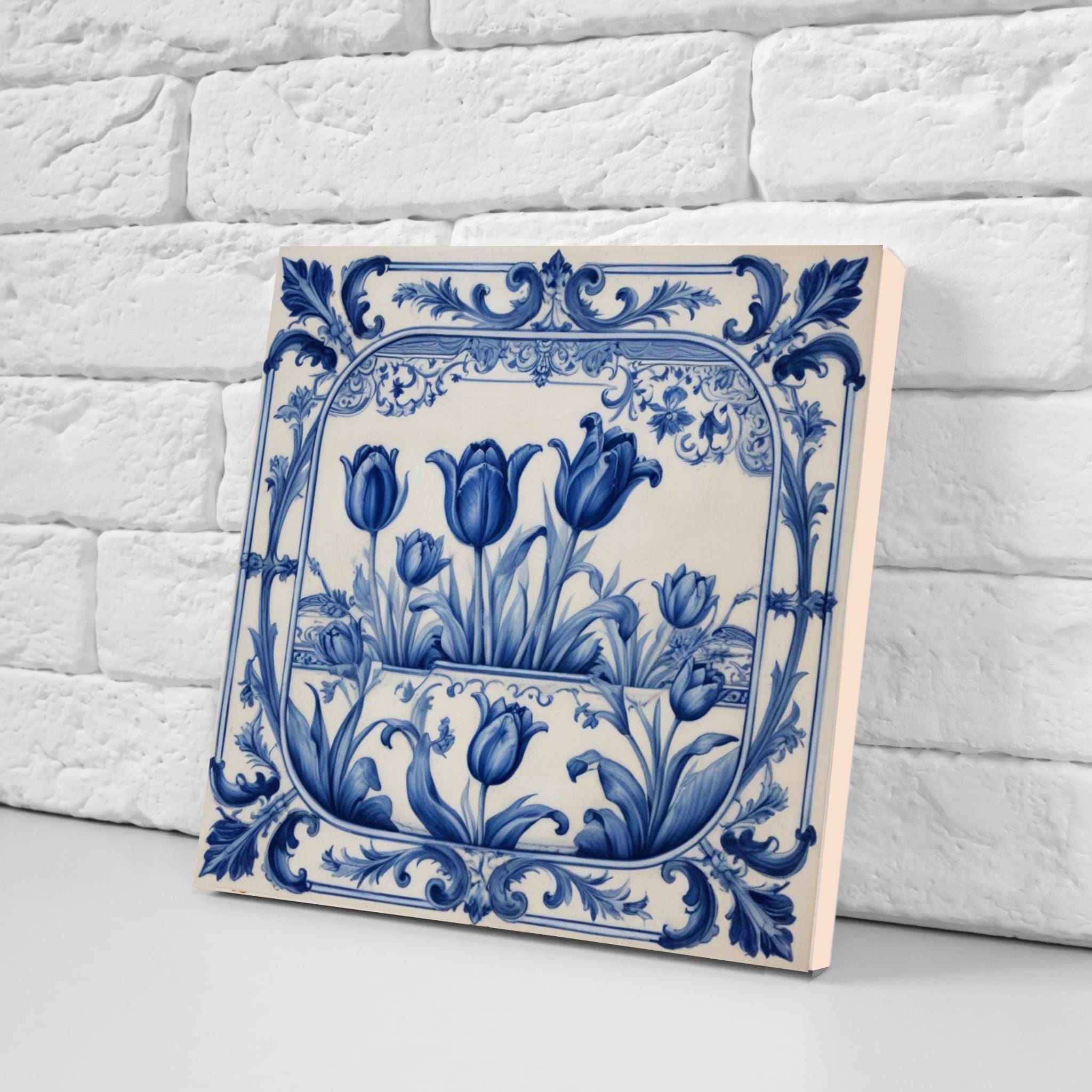 Delft Blue Tulip Ceramic Tile: Dutch Kitchen Backsplash, Floral ...