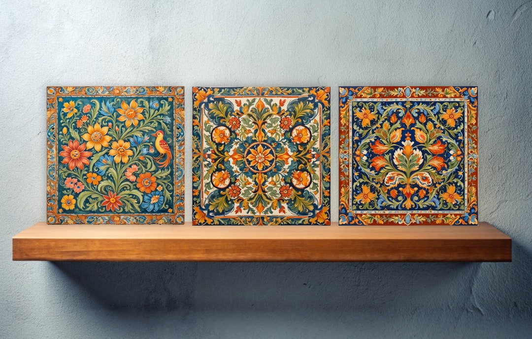 Sicilian Ceramic Tiles - Set of 3 Mediterranean Wall Decor - Etsy